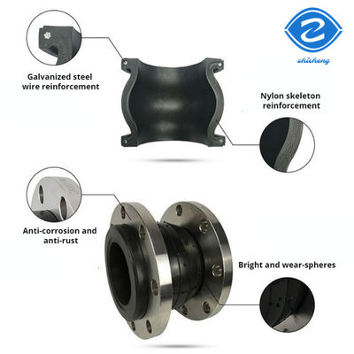 JIS EPDM Rubber Flange Single Sphere Expansion Joint Elastic DIN Flanged Drilling